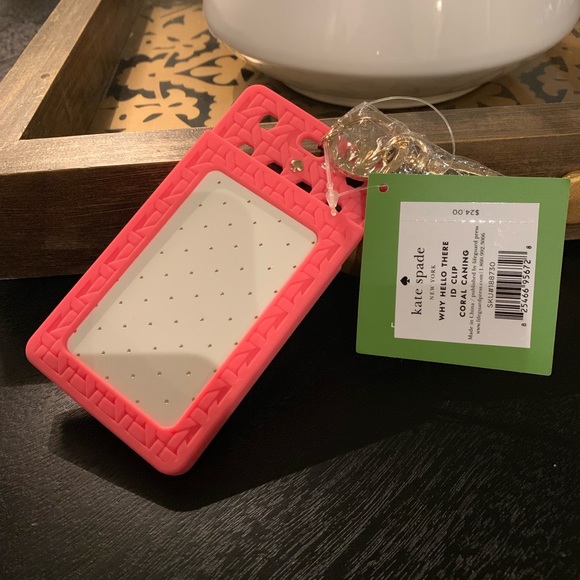 kate spade | Accessories | Kate Spade Coral Caning Id Clip Luggage Tag ...